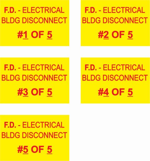 Fire Department Disconnect Set 1-5 of 5 - SolarPlacard
